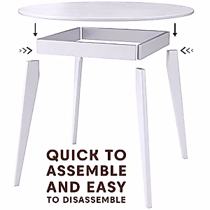 DAIVA CASA Orion Round Dining Table for 4 Person - Birch Solid Wood Kitchen & Dining Room Furniture - Mid Century Modern Scandinavian Style – White Kitchen Table 40 inch