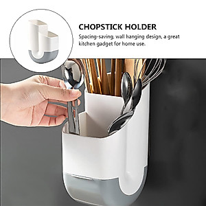 SOLUSTRE Hanging Utensil Wall Mount Utensil Drying Rack Plastic Utensil Holder Silverware Organizer Flatware Spoon Fork Storage Basket Kitchen Cutlery Drainer