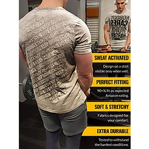 Actizio Men's Workout Shirt Cotton Fabric T-Shirt Short Sleeve Sweat Activated Motivational Exercise Gym Athletic Fit Moisture Wicking Fitness Shirt - Nobody Cares - Work Harder (Size XL)