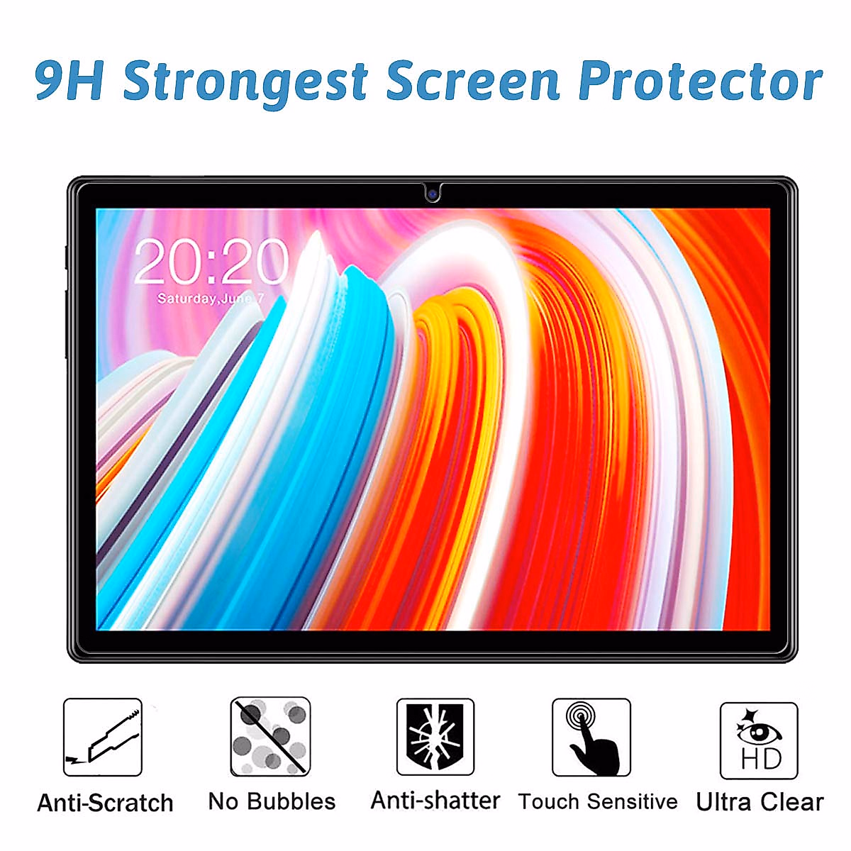 GOZOPO [2-Pack] Screen Protector for Teclast M40 /Teclast M40 Pro 10,1 inch, [Scratch Resistant ] Compatible with Teclast P20HD Tempered Glass Film
