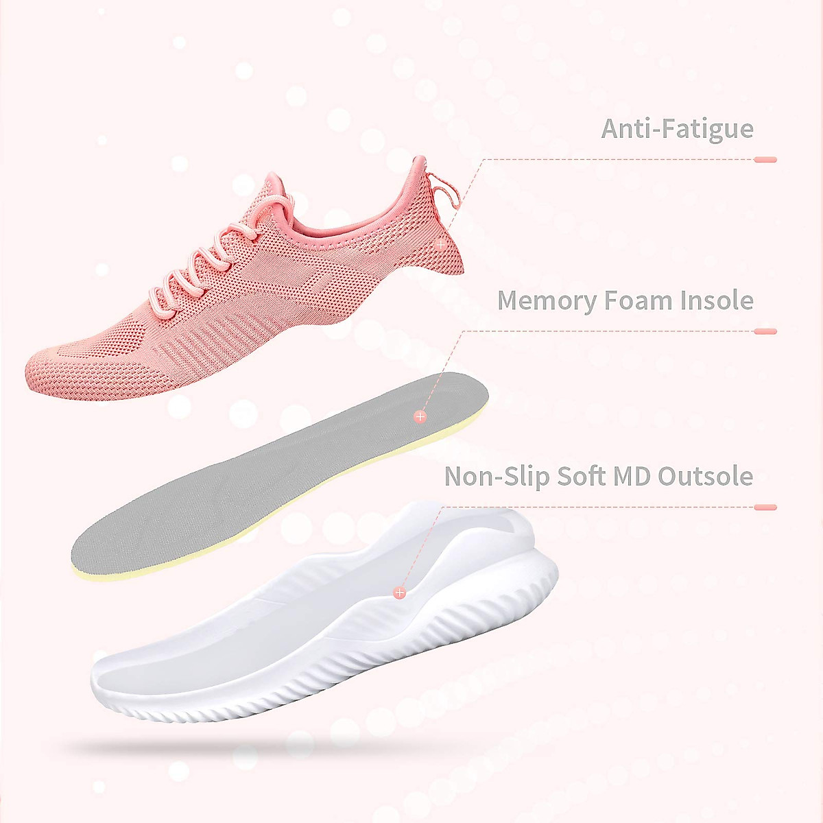 Flysocks Slip On Sneakers for Women-Fashion Sneakers Walking Shoes Non Slip Lightweight Breathable Mesh Running Shoes Comfortable Pink 9.5