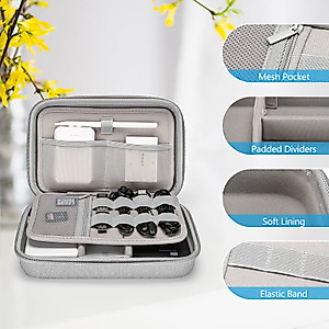 ProCase Hard Travel Electronic Organizer Case for MacBook Power Adapter Chargers Cables Power Bank Apple Magic Mouse Apple Pencil USB Flash Disk SD Card Small Portable Accessories Bag -L, Grey