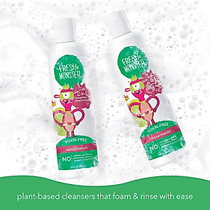 Fresh Monster 2-in-1 Shampoo & Body Wash, Toxin-Free, Hypoallergenic, Natural for Children, Watermelon - 2 Pack, 8.5oz/Each