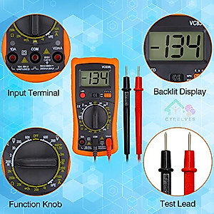 Digital Multimeter, Multimeter with AC DC Voltmeter & Ohm Volt Amp Tester, Multifunction Battery Tester, Pocket Meter with Backlight Tests Wire, Voltage Tester Measure Voltage Current Resistance Diode