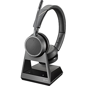 Plantronics - Voyager 4210 Office with Two-Way Base USB-A (Poly) - Bluetooth Single-Ear (Monaural) Headset - Connect to PC, Mac, & Desk Phone-Noise Canceling-Works with Teams, Zoom & more