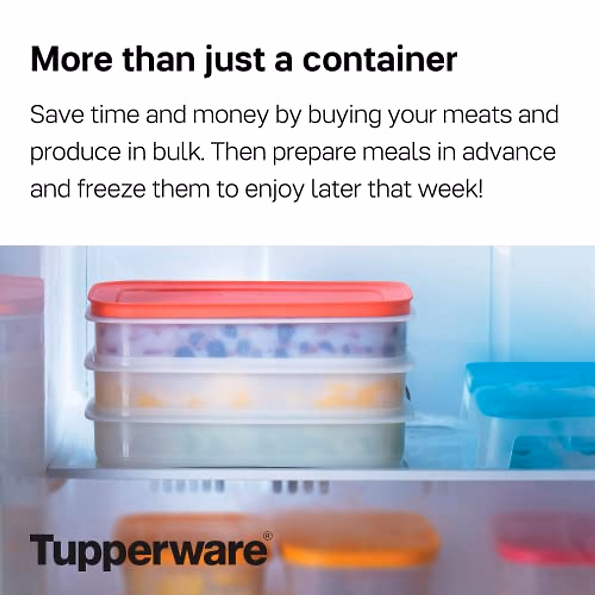 Tupperware Brand Freezer Mates Plus Stackables Set - Includes 1 Lid & 3 Food Storage Containers - Airtight, Dishwasher Safe & BPA Free