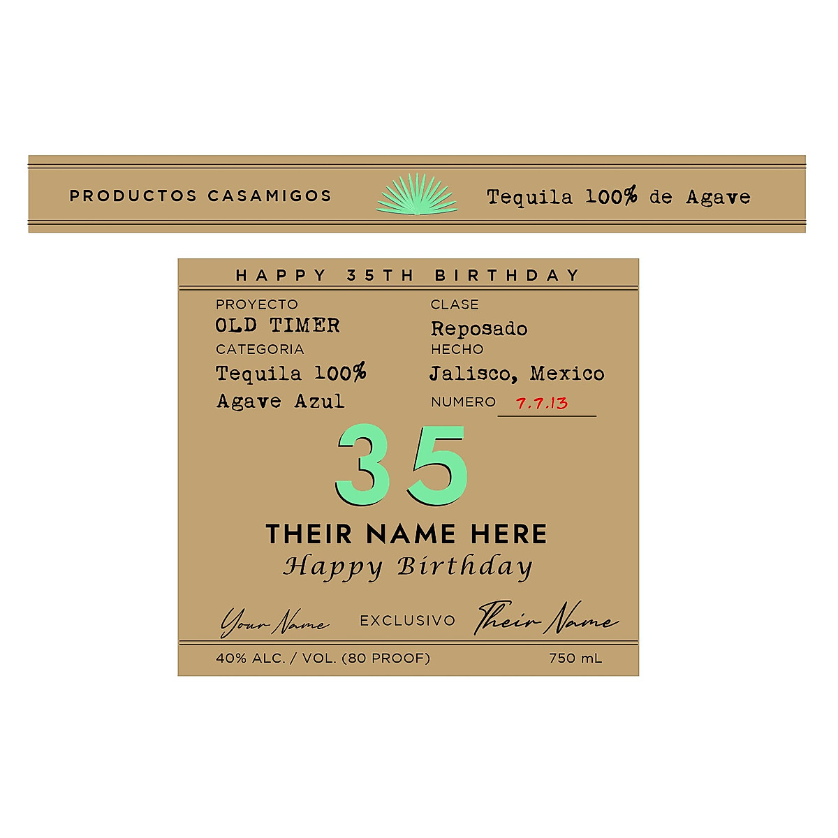 Personalized Happy Birthday Label to fit Casamigos Bottles