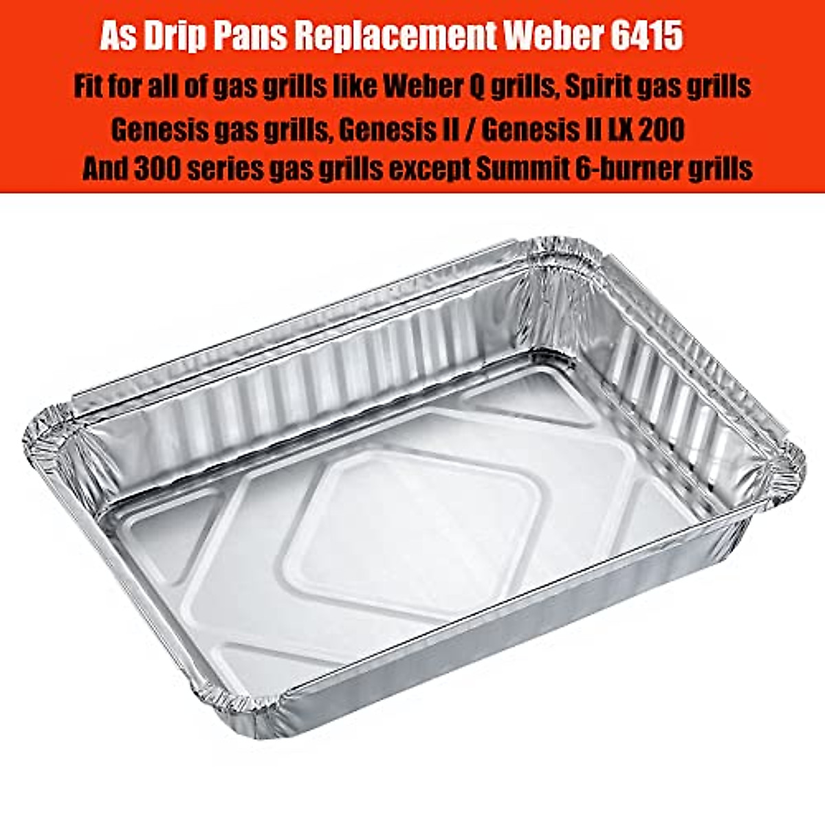 DONSIQIZZ 40Pack Weber 6415 Drip Pans, Grease Cup Liner for Weber Q, Pulse, Traveler Grill, Spirit Gas I & II, Genesis Gas, Genesis II 200&300-8.5" x 6" Disposable Aluminum Foil Grease Trays