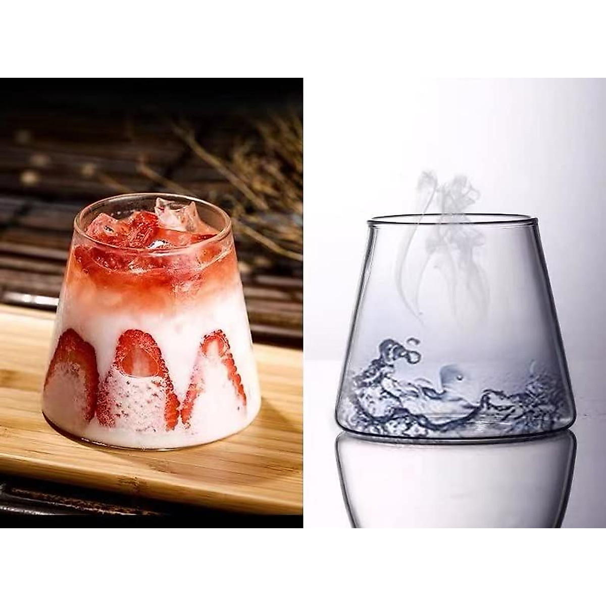 RYUHYF Fujiyama glasses, Japanese water glasses, water glasses, whisky glasses, beer glasses, breakfast milk glasses, juice glasses, beverage glasses, tea cups,set of 1 (Medium size-350ml)