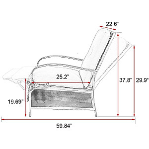 Ulax furniture Adjustable Patio Recliner Chair Set of 2 Reclining Lounge Chair Metal Relaxing Recliner Sofa Chair Outdoor Metal Furniture Chair with Thick Cushion, Mist