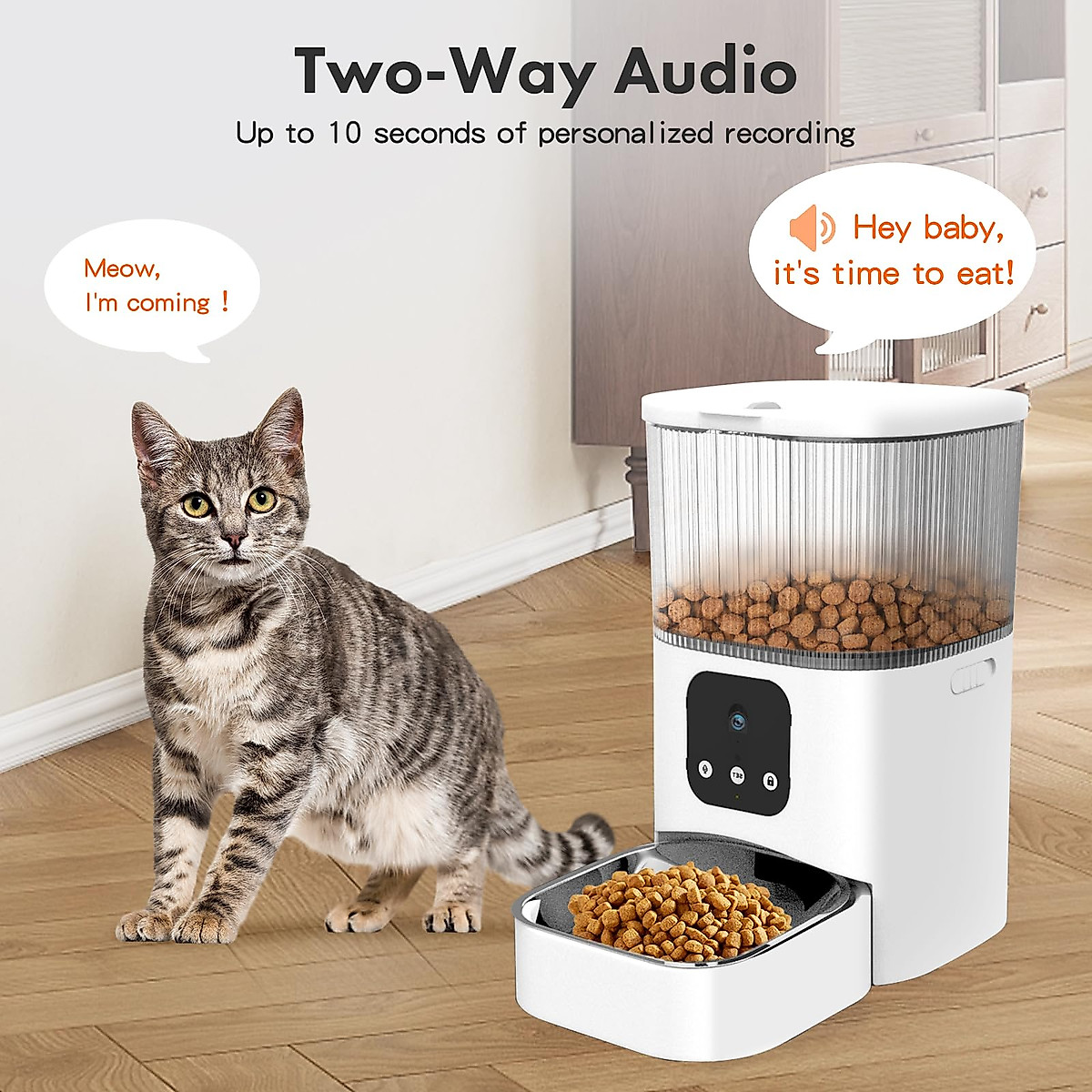 Abdtech Automatic Cat Food Feeder: Pet Food Dispenser - Cat Food Bowl - 3L Automatic Dogs Feeder - Auto Cat Feeder with Camera - Gravity Cats Feeder