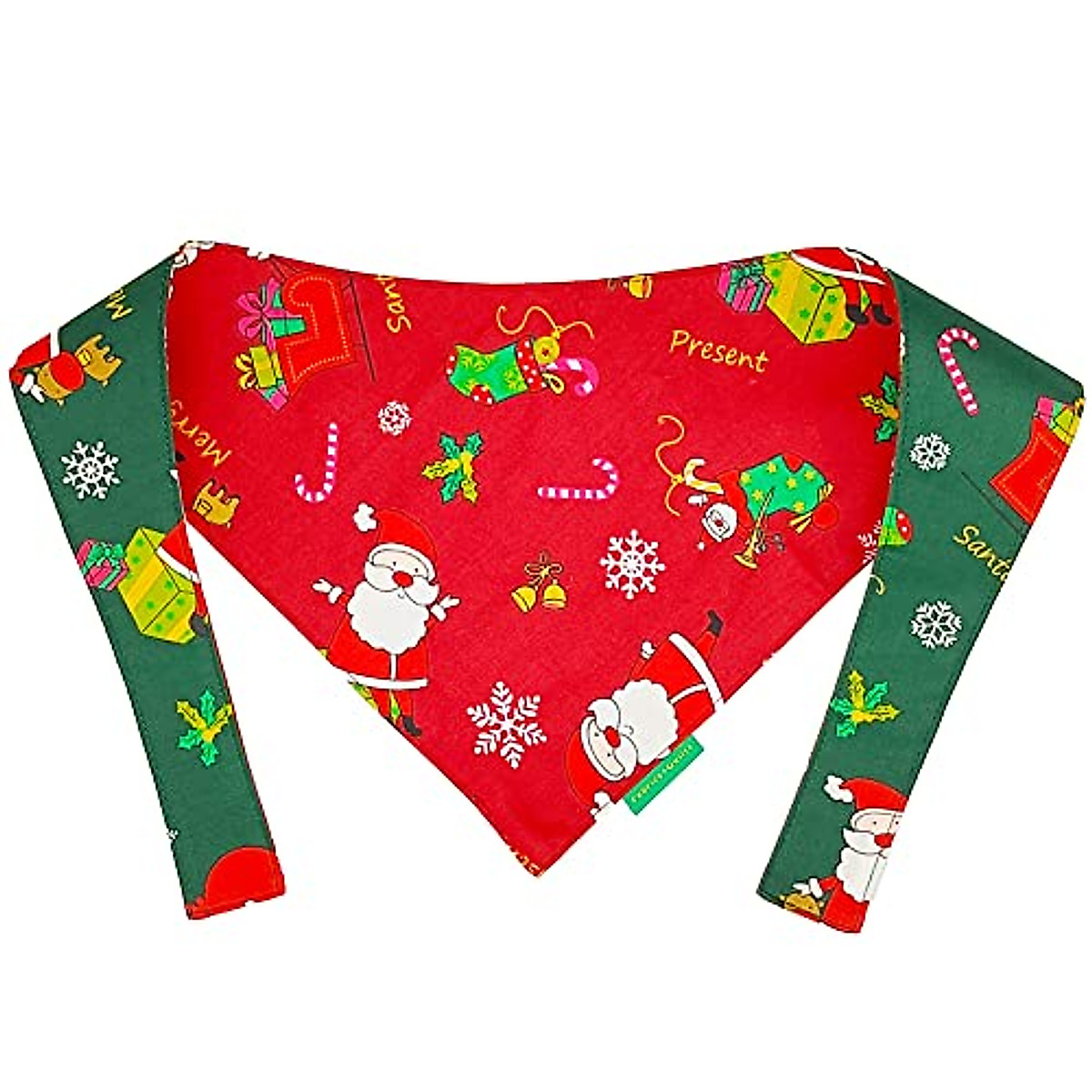 Dog Bandanas, 2 Pack Christmas & Florals Set Triangle Reversible Dog Pet Scarfs Cotton Adjustable Fit Triangle Bibs Accessories, Multiple Sizes Offered for Small Medium Large Dogs.