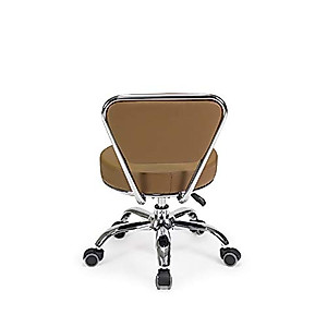 MAYAKOBA Dayton Rolling Bathroom Seat (Cappuccino) Pneumatic, Short Stool with Adjustable Height 13"-15", Perfect for Bathroom Tub Height, Paded Shower Bench with Back-Support