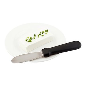 Restaurantware Met Lux 8.8 Inch x 1.3 Inch Butter Spreader 1 Dishwasher-Safe Sandwich Spreader - Plastic Handle Corrosion-Resistant Black Stainless Steel Spreading Knife For Slicing Or Spreading
