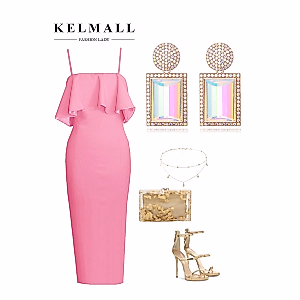 KELMALL Classic Rectangle Dangle Earrings for Women Trendy Rhinestone Geometric Drop Statement Earring