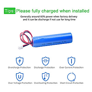 AUDEEKON 3.7Volt Lipo Battery 2000mAh Rechargeable Battery Pack with Wire and JST Connector, ICR18650 Battery 2000mah 3.7v Replacement Batteries for Electronics, Toys, Lighting, Equipment