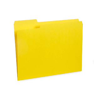 File Folder, 1/3 Cut Tab, Letter Size, Yellow, Great for Organizing and Easy File Storage, 100 Per Box