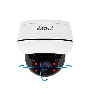 JideTech Outdoor 4K PTZ POE Camera, 8MP IP Dome Camera with 5X Optical Zoom, IR Night Vision Human/Motion Detection, Built in 2-Way Audio, Pan/Tilt, SD Card Slot