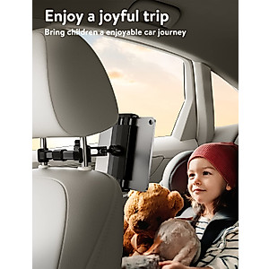 Tryone Car Headrest Tablet Holder Mount Stretchable Backseat Tablets Stand for Kids, Car Seat Mounts Compatible with iPad Pro 12.9 Air Mini, iPhone, Galaxy Tab, Switch, All 4.7-12.9" Screen Devices