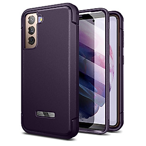 SURITCH for Samsung Galaxy S21 Case 6.2 Inch (Only), (2 Front Frames) Full-Body Heavy Duty Rugged Shockproof Phone Cover with Built-in Screen Protector, Dark Purple