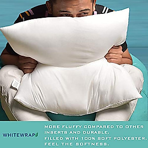 WHITEWRAP 20"x20" Set of 2 Throw Pillow Insert Decorative Polyester Filling Premium Hypoallergenic Sham Stuffer Square Couch - White