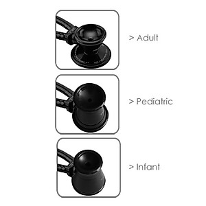 MDF ProCardial ERA Cardiology Lightweight Dual Head Stethoscope with Adult, Pediatric, and Infant-Neonatal Convertible chestpiece - Light Blue Tube - Black Finish (MDF797XB14)