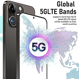 xixaomiro i14Pro Max Unlocked 5G Cellphone Android Smartphone Mobile Phone, 8GB RAM, 512GB ROM 1TB Expandable, 6.8'' FHD Screen, 6000mAh Battery, Dual Sim Card, 48+13MP Camera (Black)