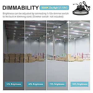 JOMITOP 240W High Bay LED Lighting Dimmable 36000 Lumens 900W HPS or MH Bulbs Equivalent 5000K Bright White Industrial Highbay Light, Warehouse Light Fixtures, AC 90-277V 4Pack