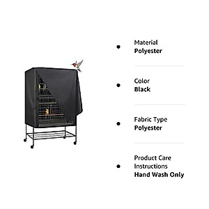Explore Land Bird Cage Cover - Universal Pet Cage Cover for Night Cage Cover for Cats, Mink, Totoro, Parakeet, Parrot and Small Animals 01(Black, X-Large)