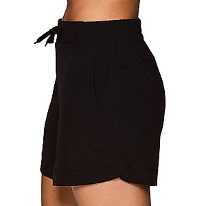 RBX Women's Quick Dry Stretch Woven Walking Short with Zip Pockets Overlap Black S
