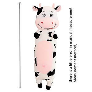 TEFU Lovely Creative Milk Cow Plush Pillow Toys Soft Stuffed Cartoon Animal Cattle Doll Bedroom Sleeping Pillow Cushion,Gifts for Friends Kids (70cm/27.5in)