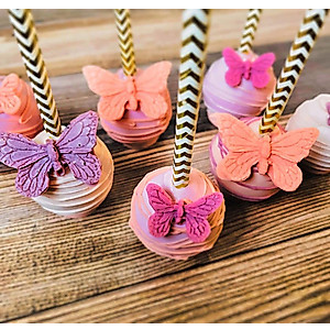 ALINK Biodegradable Gold Paper Straws Bulk, Pack of 100 Metallic Foil Striped/Wave/Heart/Star Straws for Birthday, Wedding, Bridal/Baby Shower, Celebrations and Party Supplies