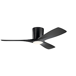 Kichler 300032SBK Volos, 48'' Ceiling Fan with LED Lights & Wall Control, Satin Black