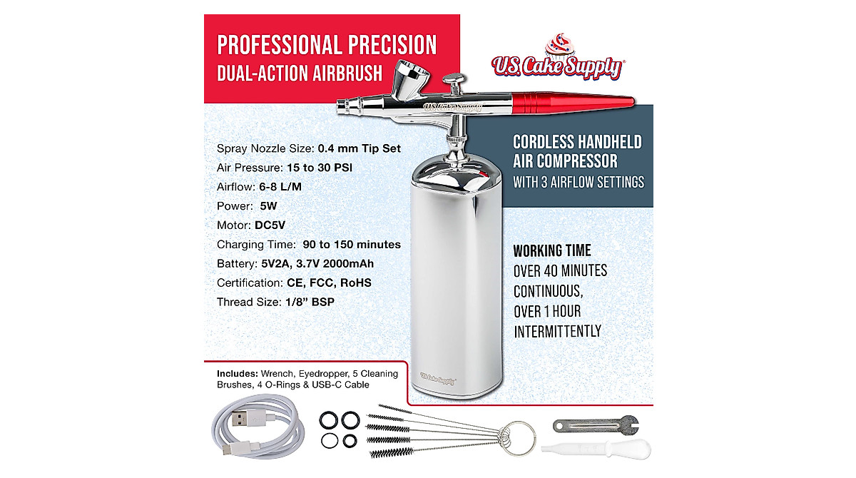 Cordless Airbrushing System Kit for Cake Decorating & Art | U.S. Cake ...