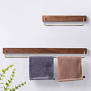 Towel Rack Black Walnut Wood Towel Rack, for Bedroom Wooden Towel Hold Wall Mounted Retro Towel Bar Towel Holder (Size : 60cm)