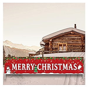 Large Merry Christmas Banner,Xmas Outdoor & Indoor Hanging Decor,Xmas Sign Huge Xmas Home Party Decoration (Christmas tree)