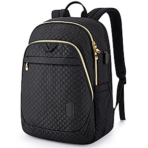 BAGSMART Laptop Backpack for Women Travel Backpack 15.6 Inch Computer Back Pack with USB Charging Port School Bookbag for College Work Business, Black