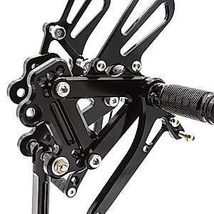 CNC ZX6R 99-02 Motorcycle Adjustable Rearsets Foot Pegs Rear Set Footpeg Brake Shift Pedal Compatible with Ninja 600 ZX6R ZX636 1999-2002/ ZX9R 1999-2003/ ZZR600 2005-2008 Black