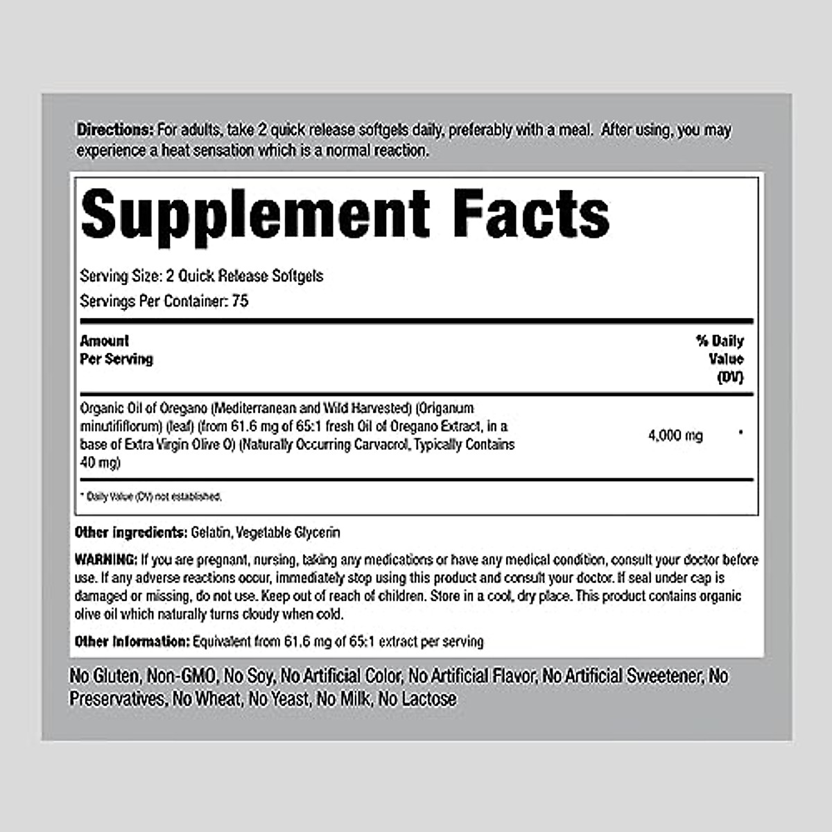 Piping Rock Oregano Oil Capsules 4000mg | 150 Softgel Pills | Herbal Supplement | Non-GMO, Gluten Free