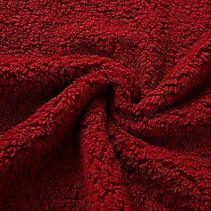 FFLMYUHUL I U Fuzzy Throw Blanket with Super Soft and Warm Throw Flannel Blanket … (Tz06-wine Red, 50" L x 60" W)