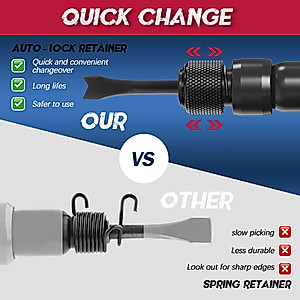 Air hammer, NEU PNEUPACTURE 250mm long barrel air chisel kit, with 4pcs chisels, with quick change retainer, 2200bpm, front exhuast, air chisel for shoveling and cutting