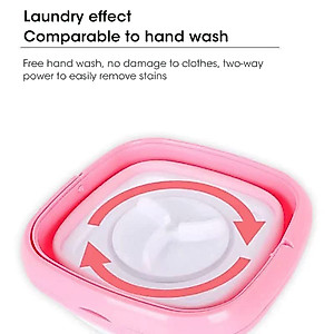 Wana Deco Mini Portable Washing Machine for Travelling, Camping, Apartment, Dorm - Pure Clean Lightweight Collapsible Bucket Baby Clothes, Underwear or Small Items, Foldable Gift (Pink)
