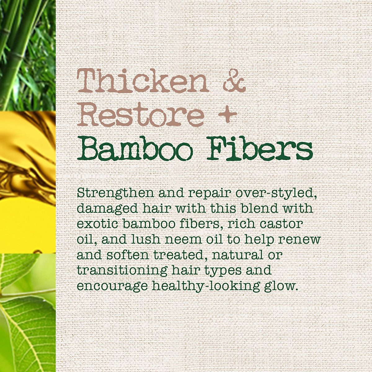 Maui Moisture Thicken & Restore + Bamboo Fibers Strengthening Shampoo to Soften Transitioning or Natural Hair & Renew Brittle Hair, Vegan, Silicone & Paraben-Free, 13 fl oz