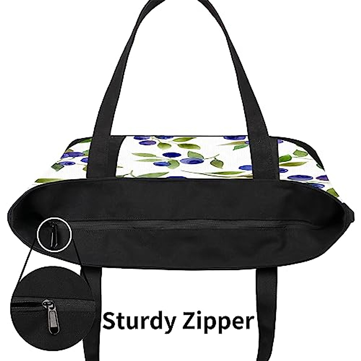 bisibuy Berries Tote Bag Tote Bag for Women Reusable Grocery Shopping Cloth Bags with Zipper Large Capacity Foldable Handbag Gym Bag for Gift Activity