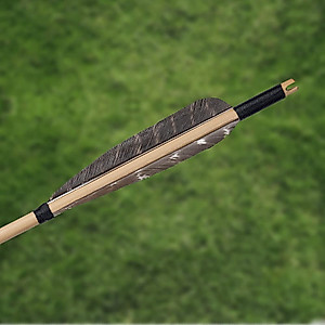 Huntingdoor 12 Pcs Turkey Feather Fletching Wooden Arrows Archery Target Arrows with Field Points for Recurve Bow or Longbow Targeting Practice Shooting (NATURE)