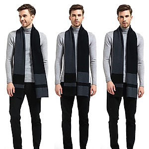 LanHong Men Winter Cashmere Scarf Wool Soft Warm Knitted Casual Scarves for Men