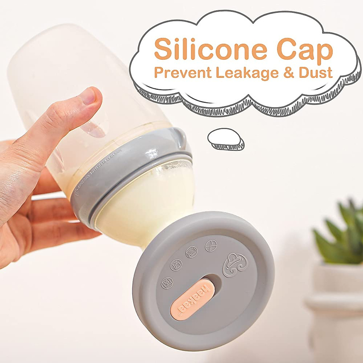 haakaa Gen.3 Manual Breast Pump 8oz/250ml (Grey) with Lid - Silicone Breast Pump for Breastfeeding Mom Collector Liquid Gold, 3rd Generation haakaa Pump with Large Capacity & Strong Suction