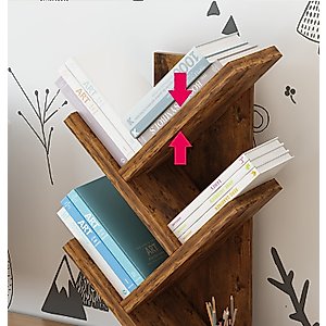 Lydia88 Tree Bookshelf，4-Layer Floor Standing Bookshelf，The Desktop Bookshelf Can Hold Books，Magazines, CDs and Photo Albums，Desktop Organizer，Office Storage Rack Real Wooden Bookshelf