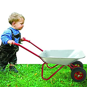 Kid Wheelbarrow Childs Wheelbarrow Metal Wheelbarrow for Kids Wheel Barrel 2 Wheel Toddler Wheel Barrow Toy Garden Tools Gift(Silver)