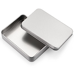 JUXYES Pack of 12 Rectangular Storage Tins Box With Lid, Metal Silver Empty Tins Box Containers Mini Storage Box Organizer For Candles Candies Gifts Balms, 4.5 x 3.14 x 1 Inch